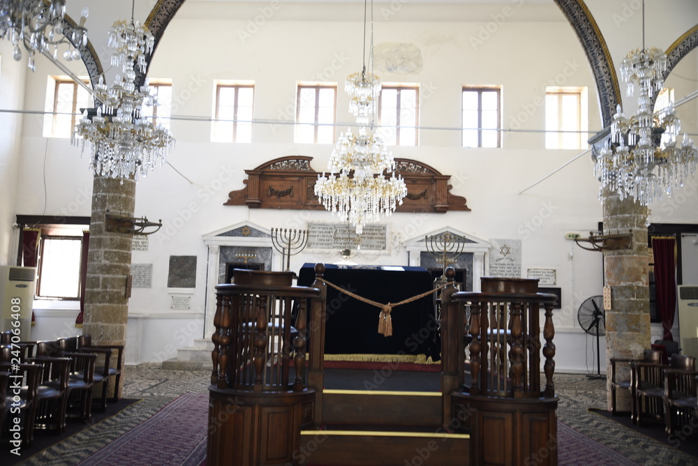 Kahal Shalom Synagogue in Rhodes town. Only 35 Jewish people are left ...