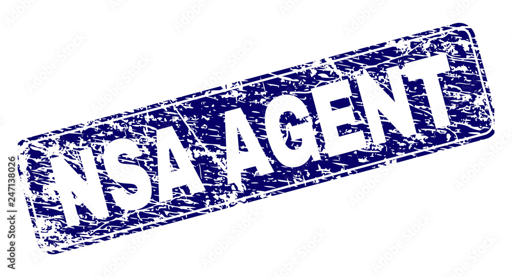 NSA AGENT stamp seal print with distress texture. Seal shape is a ...