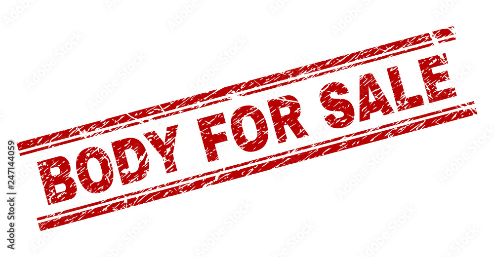 BODY FOR SALE seal watermark with grunge texture. Red vector rubber ...