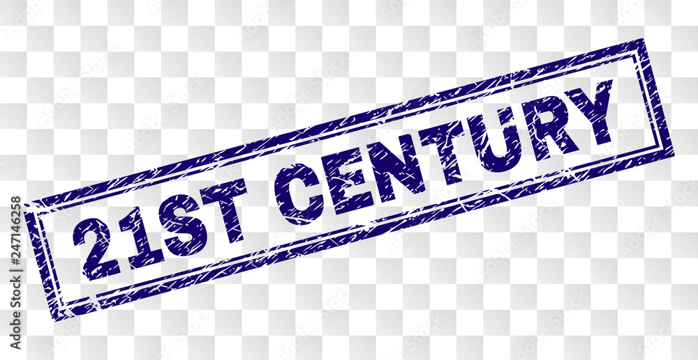 21ST CENTURY stamp seal print with rubber print style and double framed ...