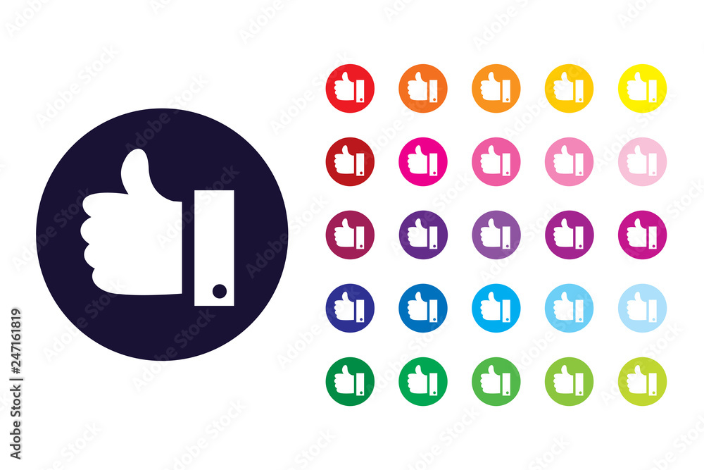 Thumbs up sign icon. Thumbs up color symbol. Stock Vector | Adobe Stock