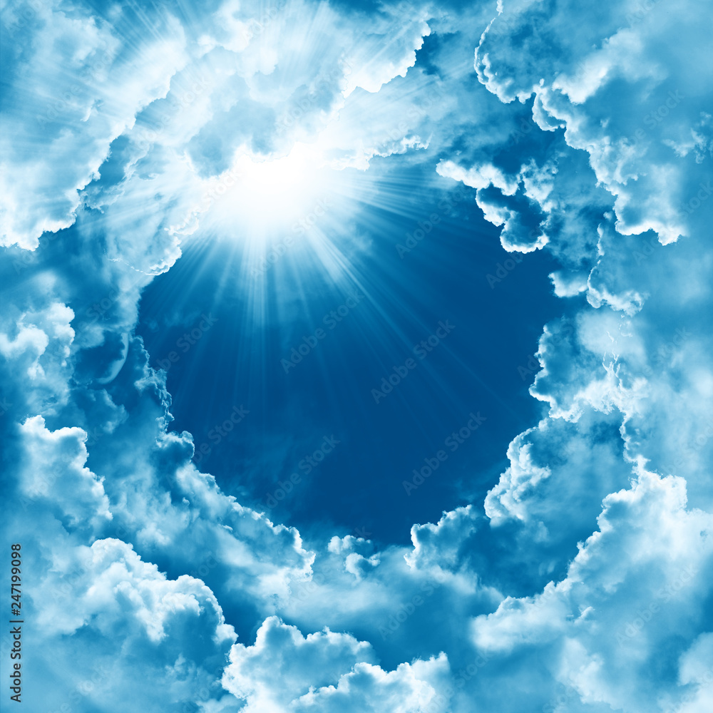 Sky with beautiful cloud and sunshine. Religion concept heavenly sky ...