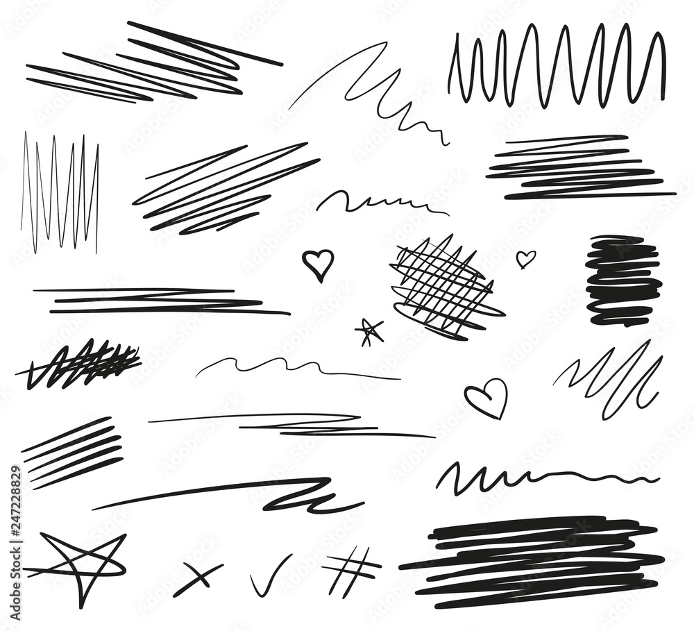 Infographic elements isolated on white. Set of different sketchy signs ...