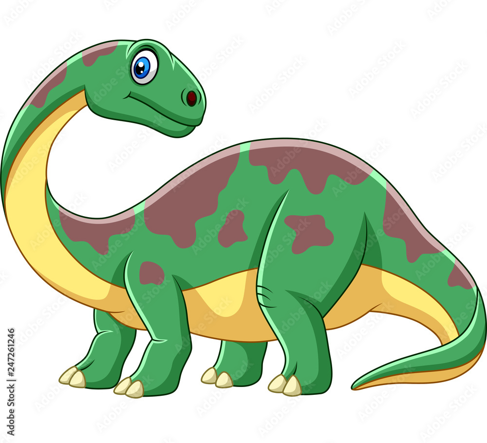 Cartoon smiling brontosaurus Stock Vector | Adobe Stock