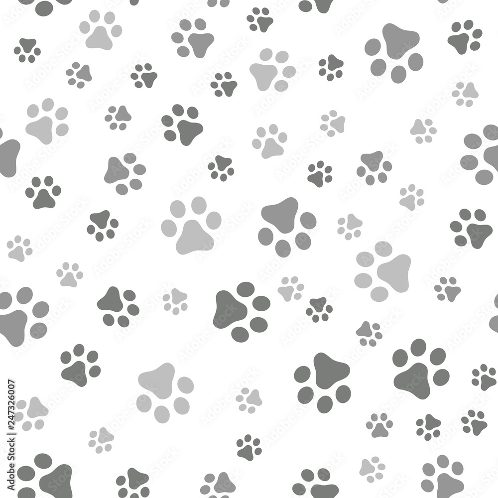 Dog Paw seamless pattern vector footprint kitten puppy tile background ...