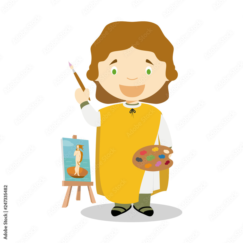Sandro Botticelli cartoon character. Vector Illustration. Kids History ...