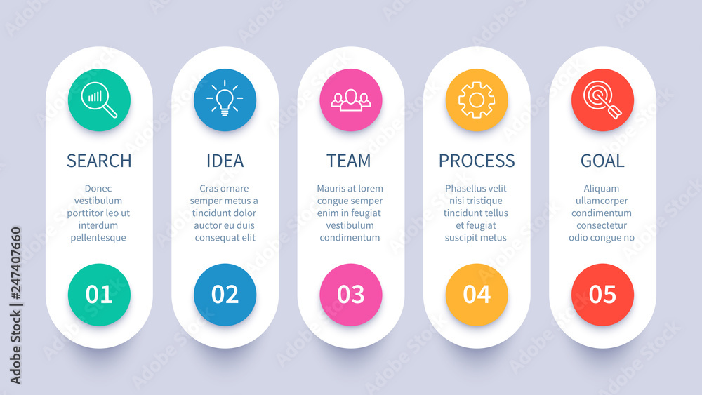 Process steps infographic chart. Business strategy layout, workflow ...
