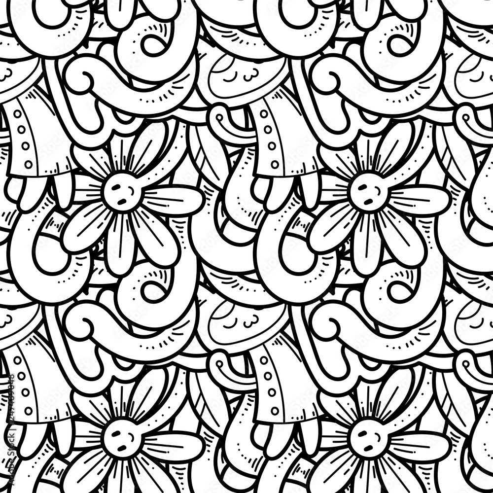 Seamless vector pattern with cute cartoon monsters and beasts. Nice for ...