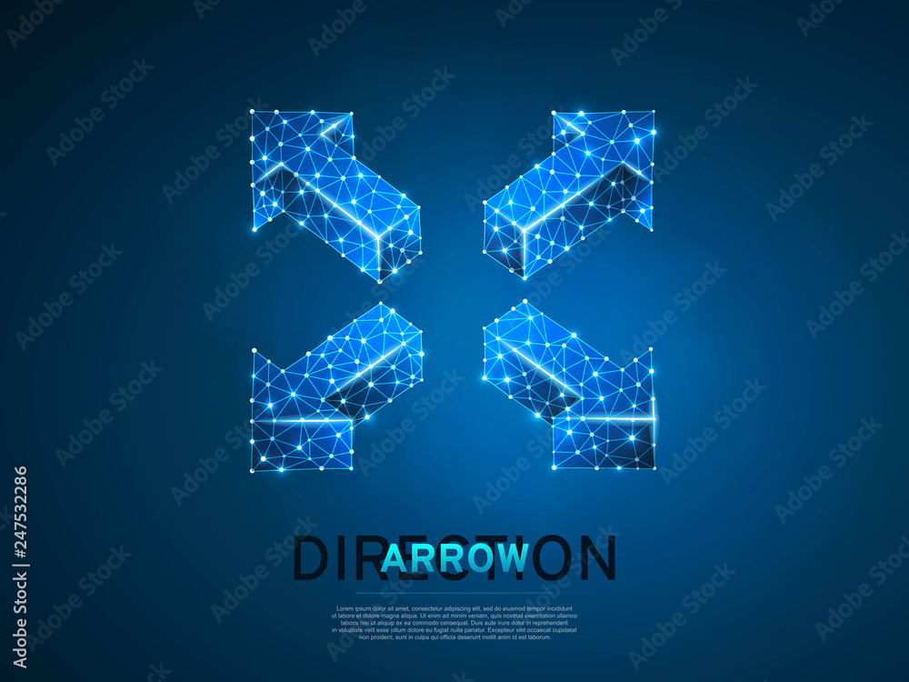 Arrow cross, extend, resize, cross arrow sign. Four-way arrow wireframe ...