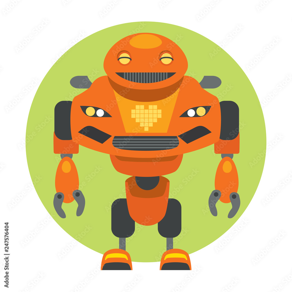 Cute robot with heart. Transformer in love. Emotion character ...