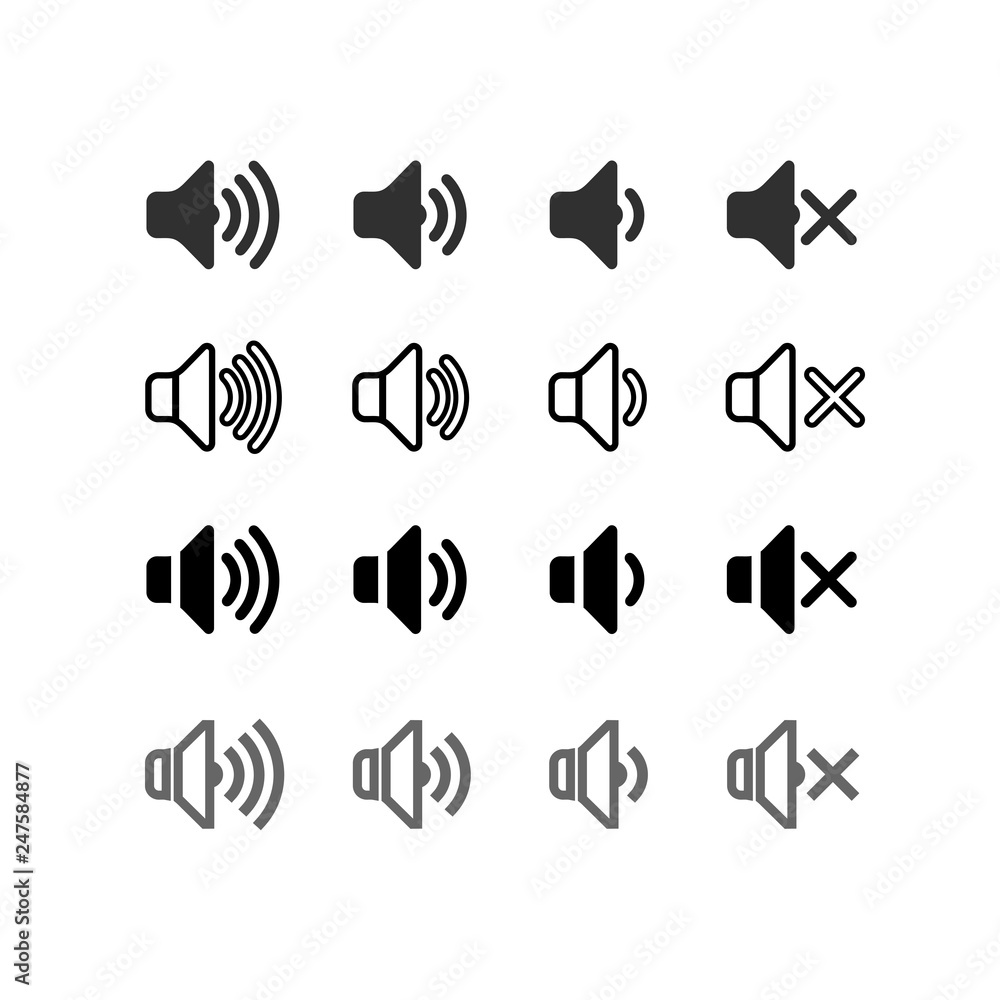 Set of an icon that increases and reduces the sound. Icon showing the ...