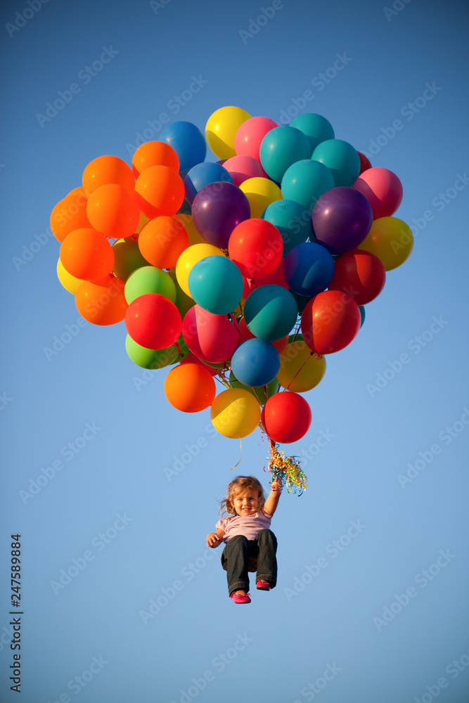 Flying Girl With Balloons