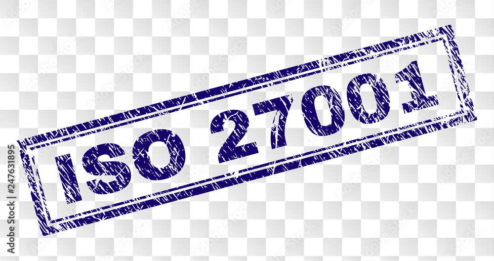 ISO 27001 stamp seal watermark with rubber print style and double ...