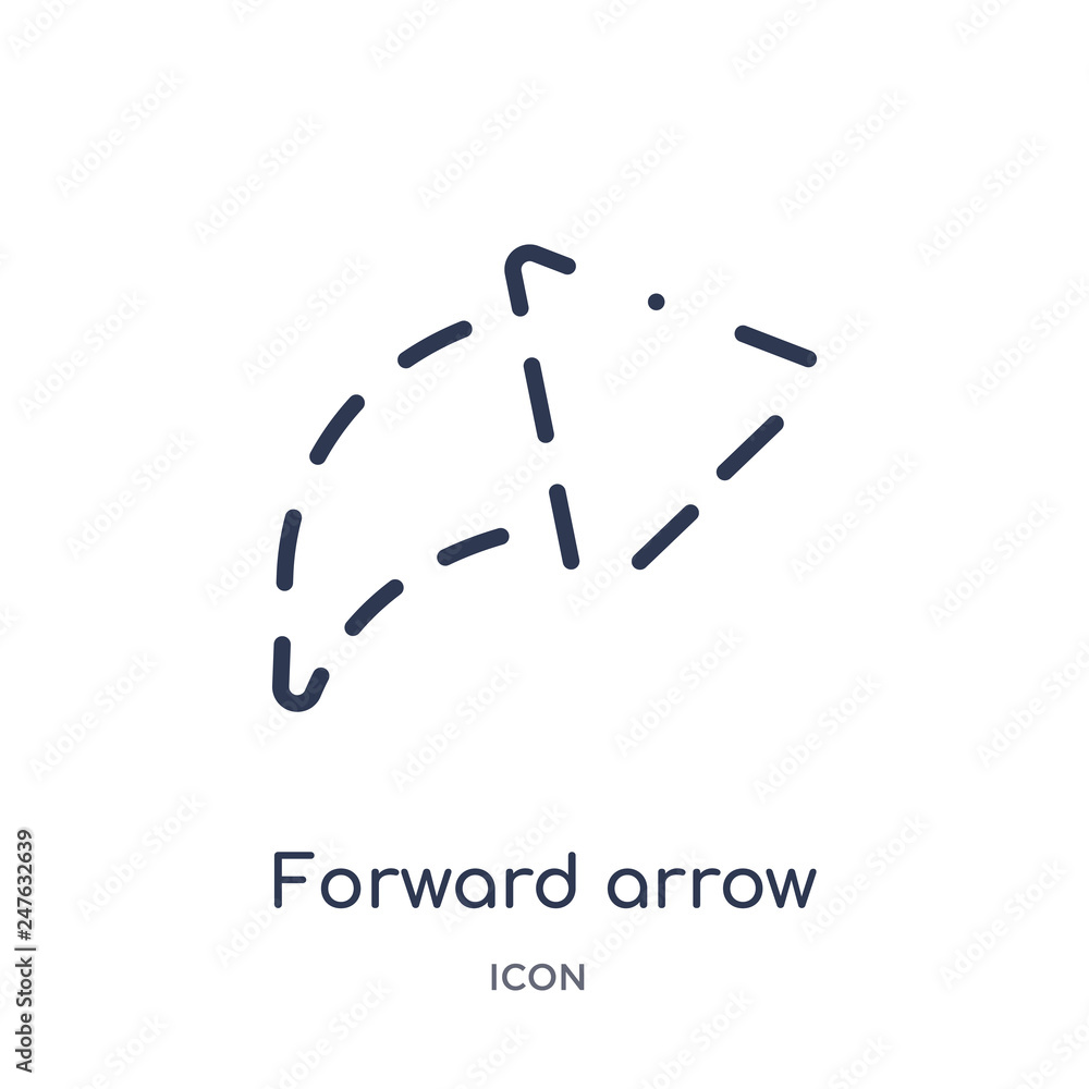 forward arrow with broken icon from user interface outline collection. Thin line forward arrow ...