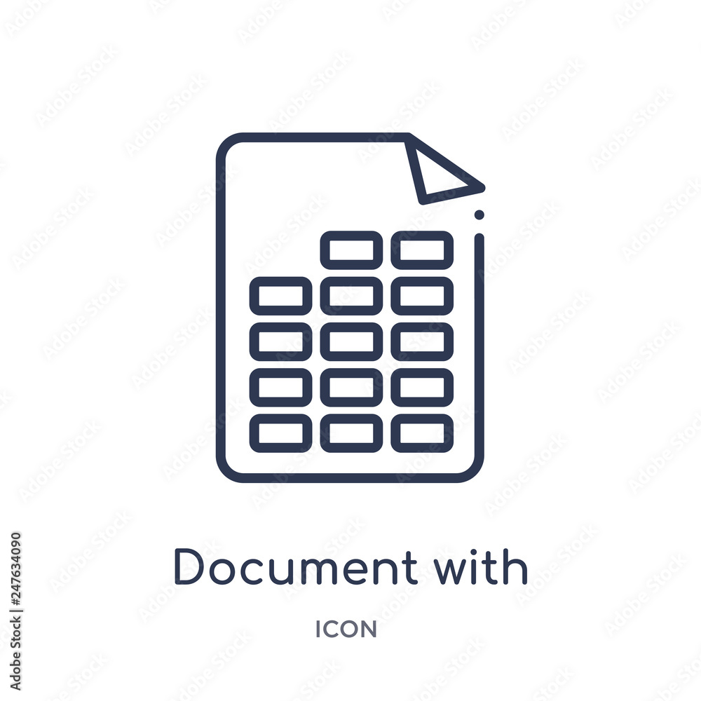 document with tables icon from user interface outline collection. Thin ...