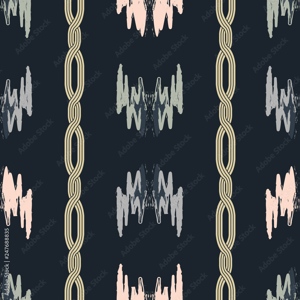 Vector abstract pattern with gold chains and ikat paint elements ...