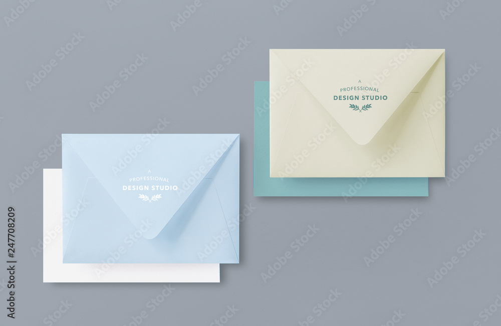 Closed envelope mockups with invitation cards Stock Illustration ...