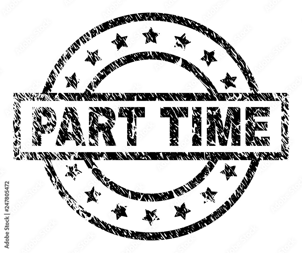 PART TIME stamp seal watermark with distress style. Designed with ...