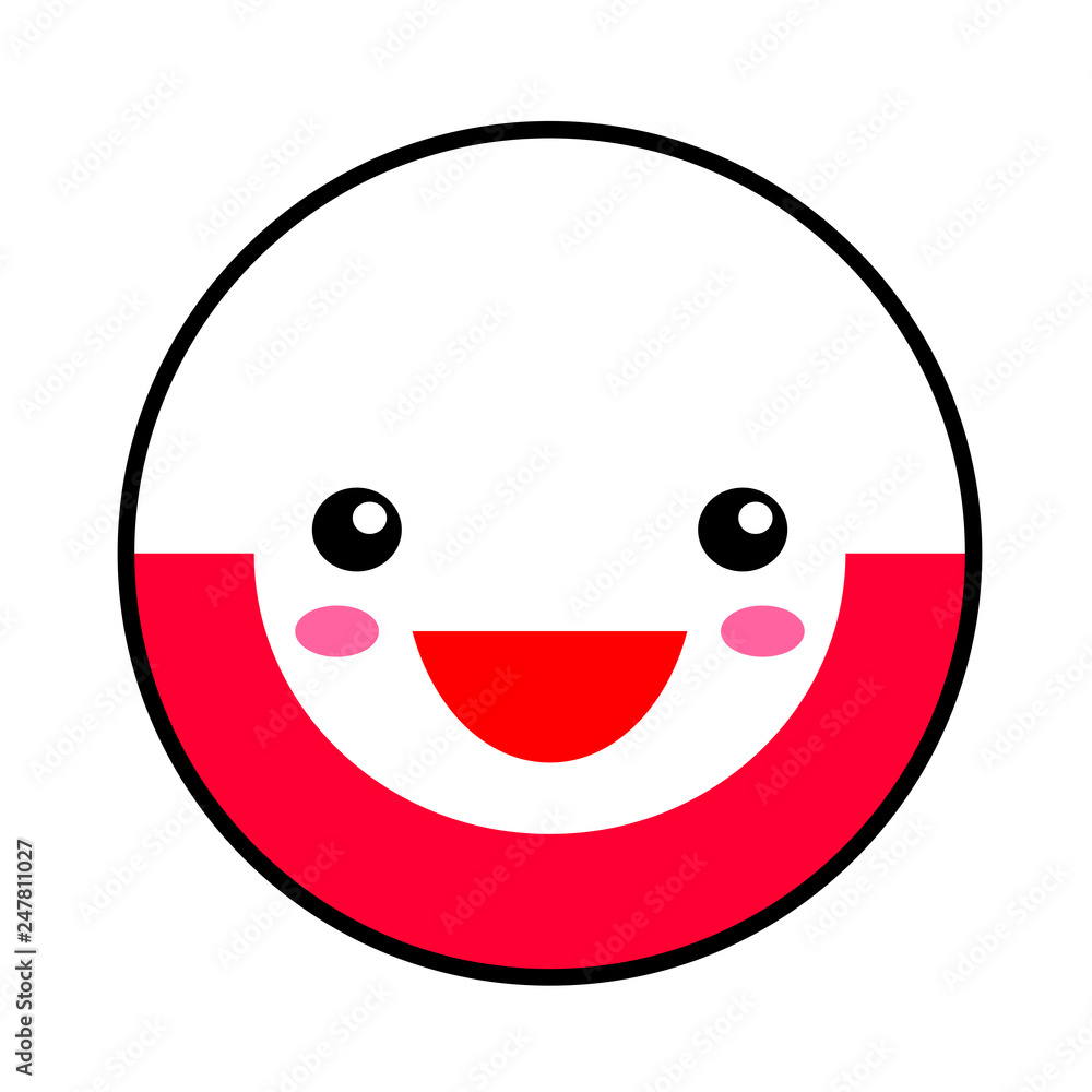 Kawaii Poland flag smile. Flat style. Cute cartoon isolated fun design ...