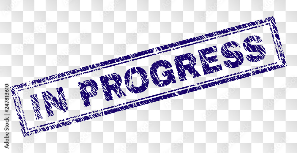 IN PROGRESS stamp seal imprint with rubber print style and double ...