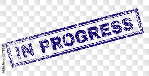 IN PROGRESS stamp seal imprint with rubber print style and double ...