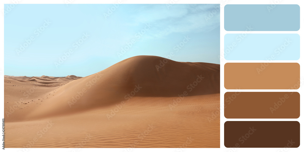 Picturesque landscape of sandy desert. Color palette Stock Photo ...