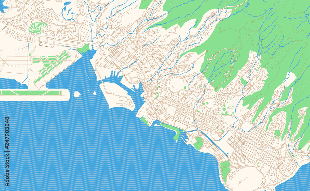 Honolulu Hawaii printable map excerpt Stock Vector | Adobe Stock