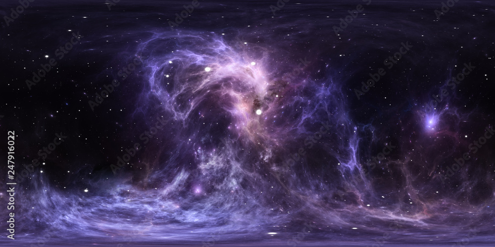 360 degree space nebula panorama, equirectangular projection ...