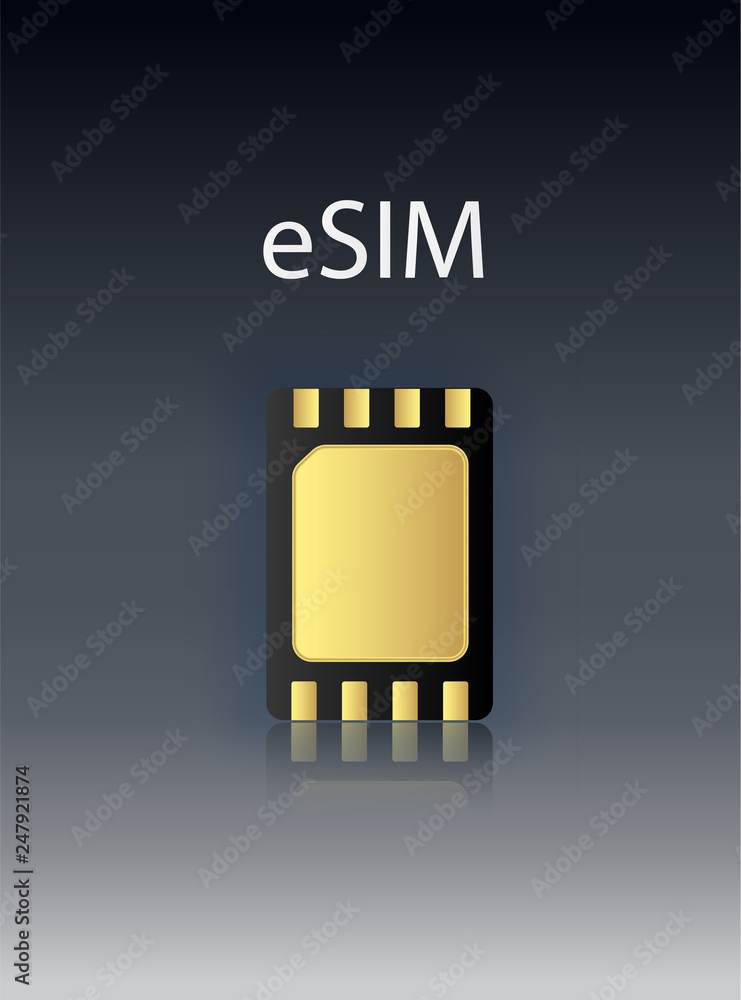 eSIM Embedded SIM card icon symbol concept. new chip mobile cellular ...