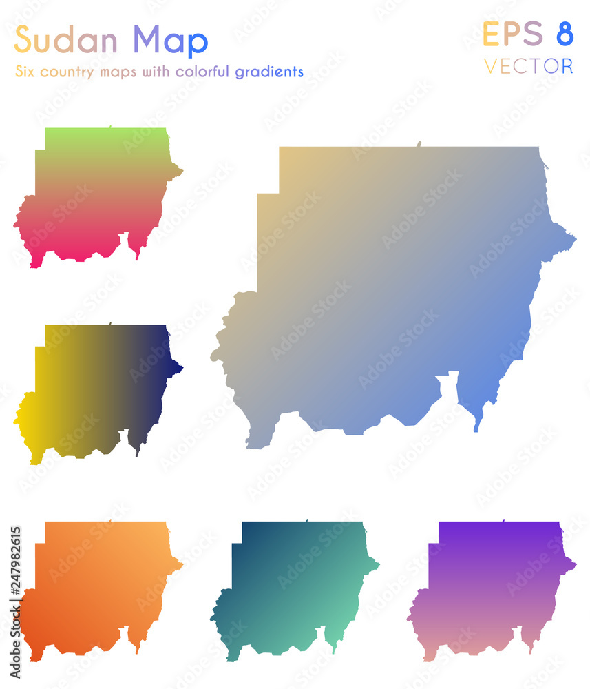 Map of Sudan with beautiful gradients. Alluring set of Sudan maps ...