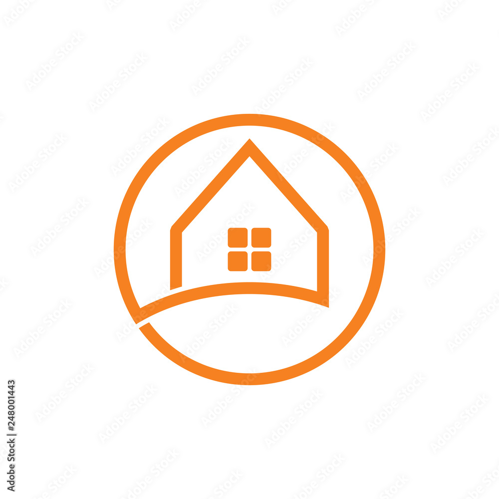 simple house line art circle logo Stock Vector | Adobe Stock