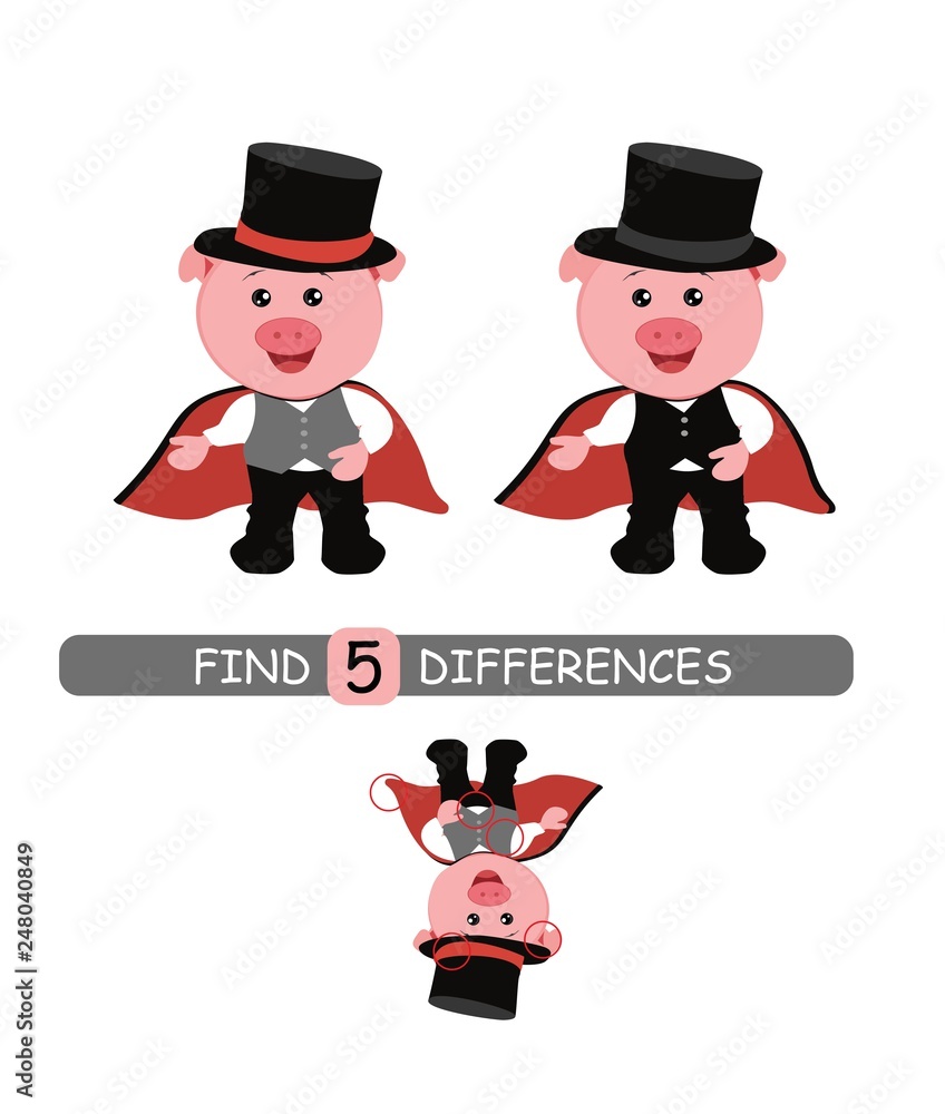 Find differences between pictures. Vector cartoon educational game ...