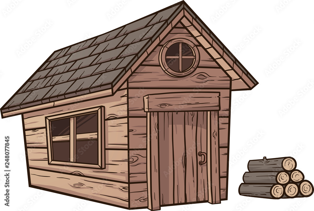 Cartoon wood cabin clip art. Vector illustration with simple gradients ...
