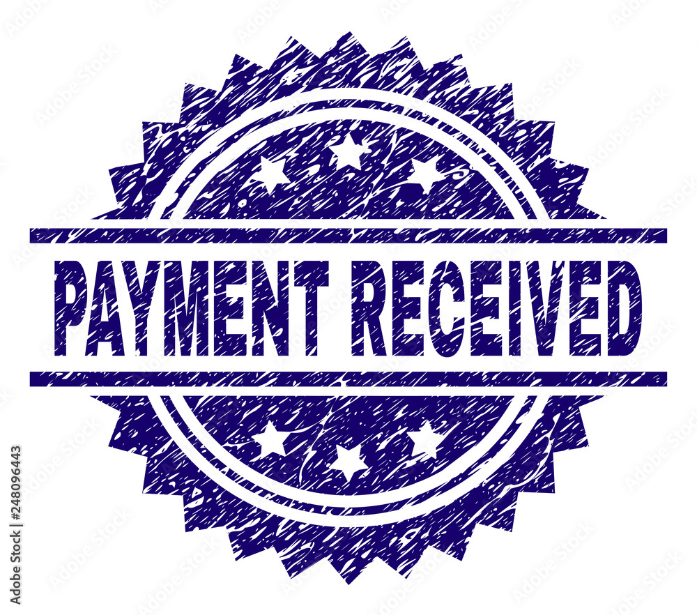 PAYMENT RECEIVED stamp seal watermark with distress style. Blue vector ...