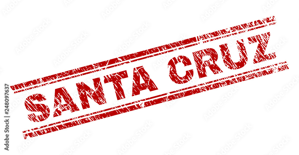 SANTA CRUZ seal watermark with corroded texture. Red vector rubber ...