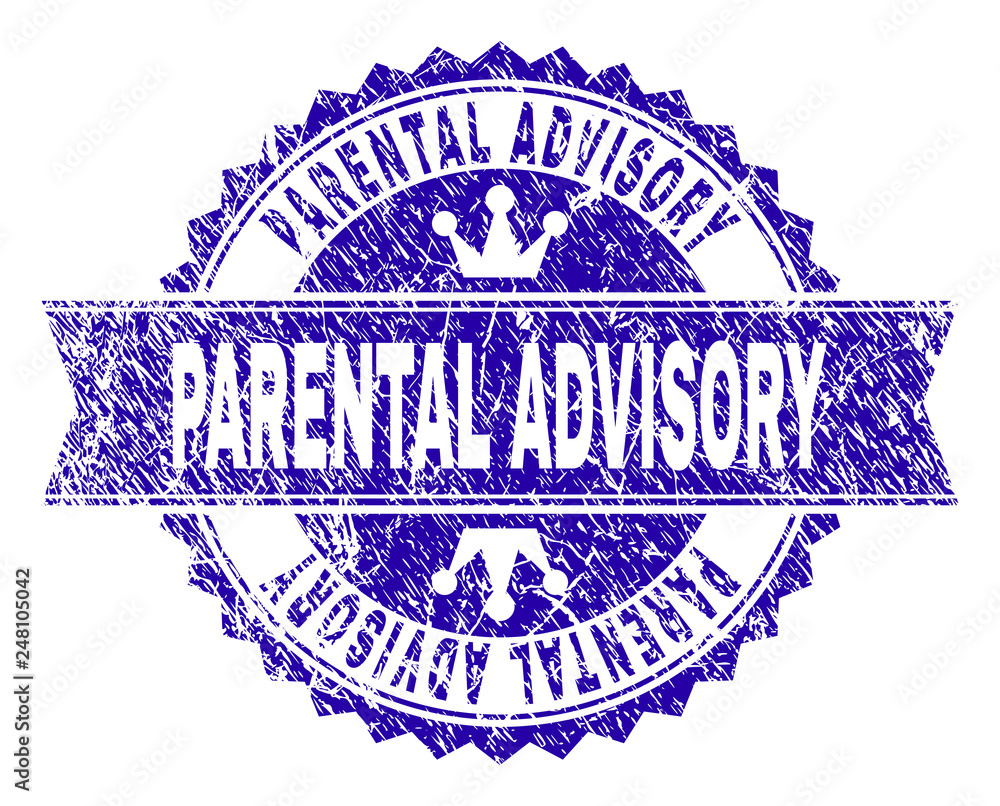 PARENTAL ADVISORY rosette stamp seal overlay with distress style ...