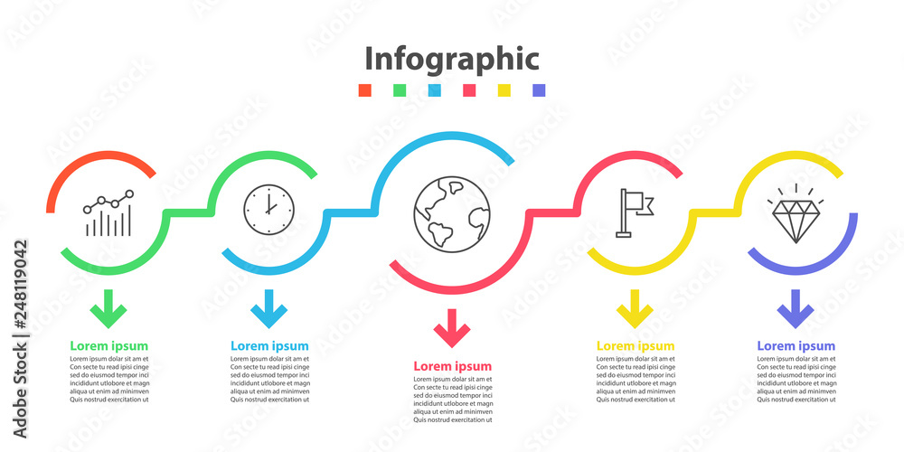 Стоковое векторное изображение «infographic 5 step presentation ...