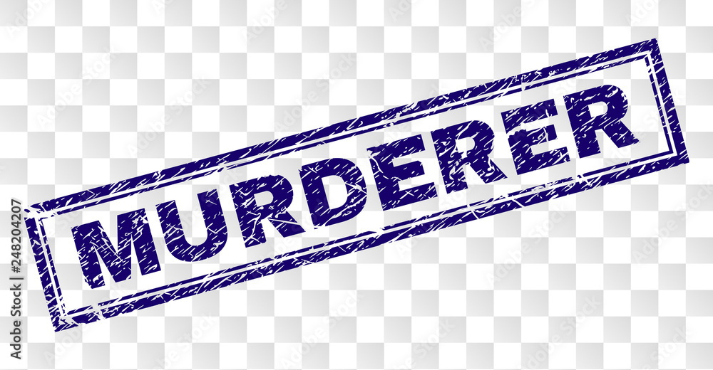 MURDERER stamp seal print with rubber print style and double framed ...