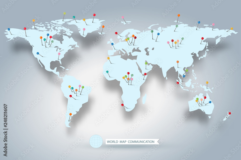 vector of world map created with pins ,communication network concept ...