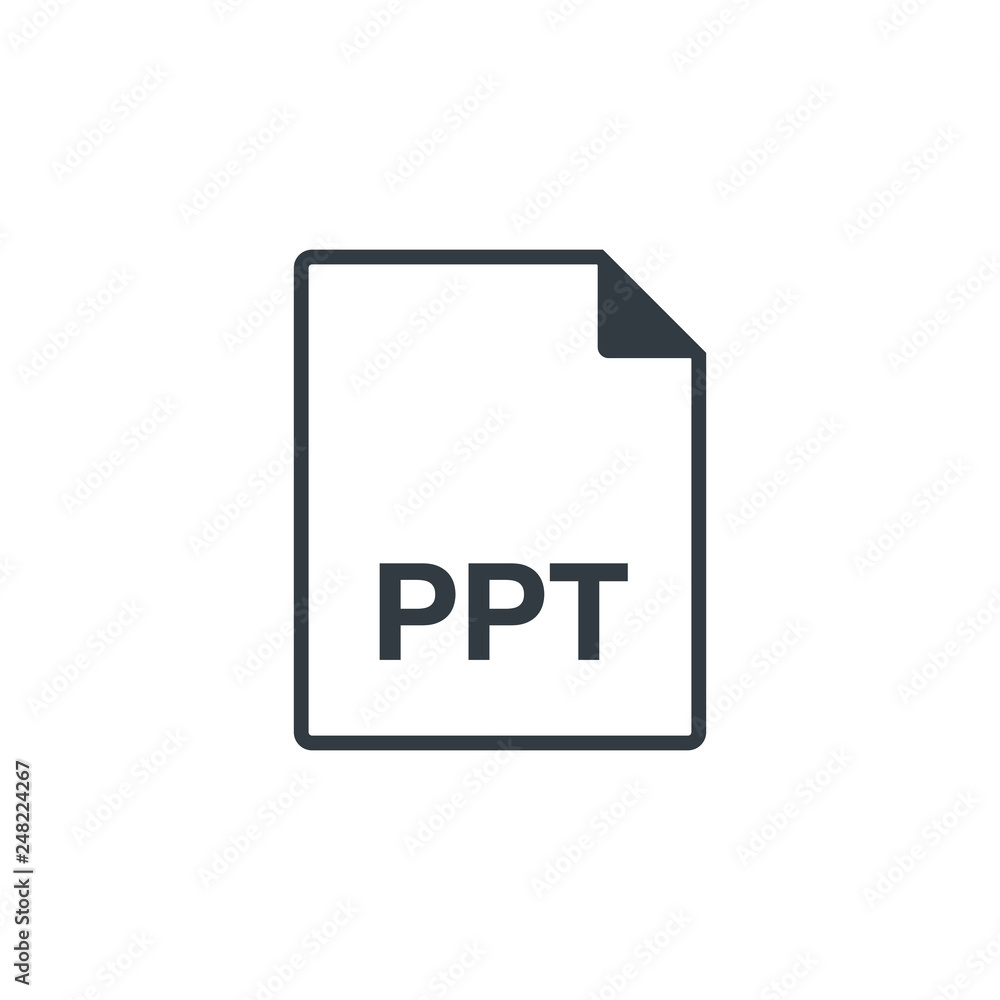 Black single line ppt file format icon concept. Simple data document ...
