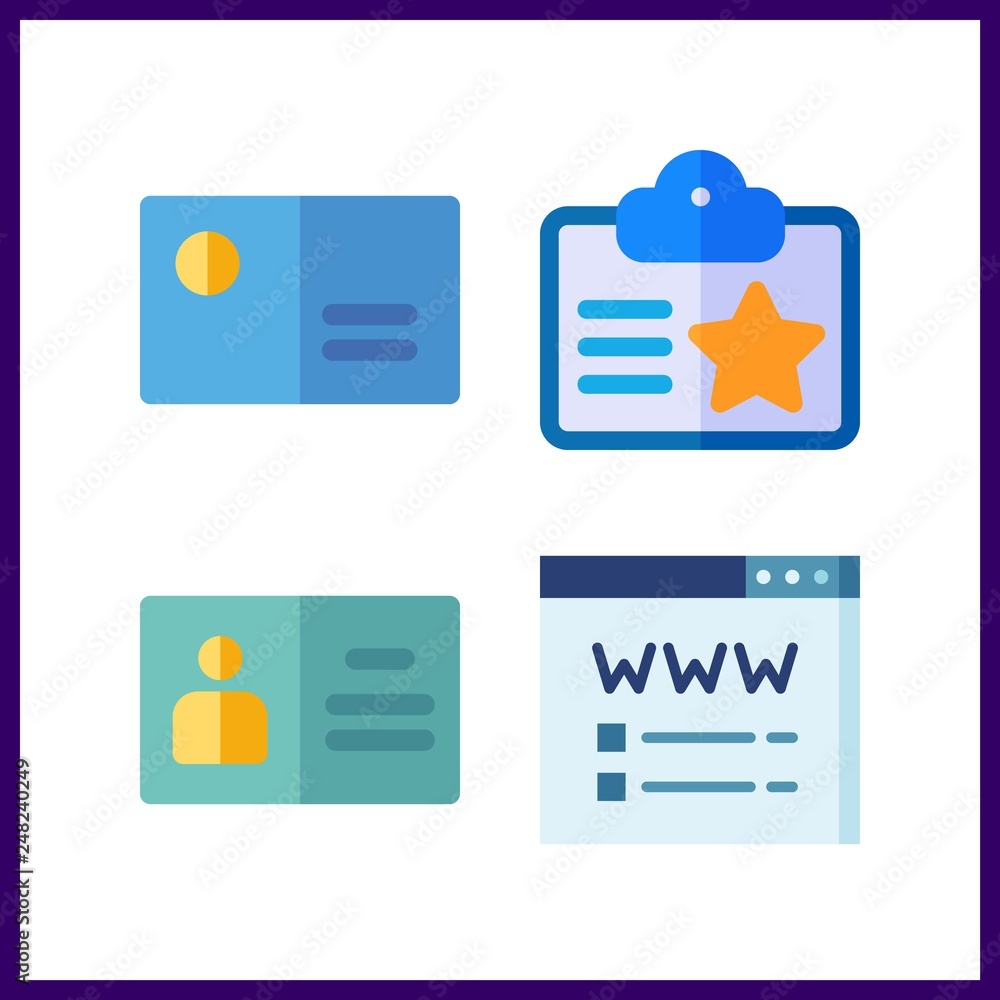 4 name icon. Vector illustration name set. business card and id card ...