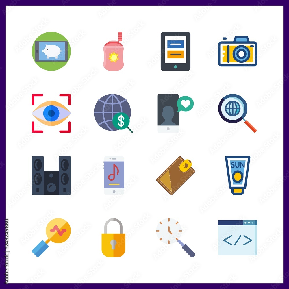 16 screen icon. Vector illustration screen set. security system and ...