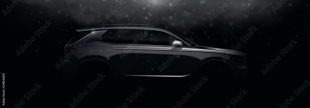 Realistic silhouette of crossover car. Vector illustration with side ...