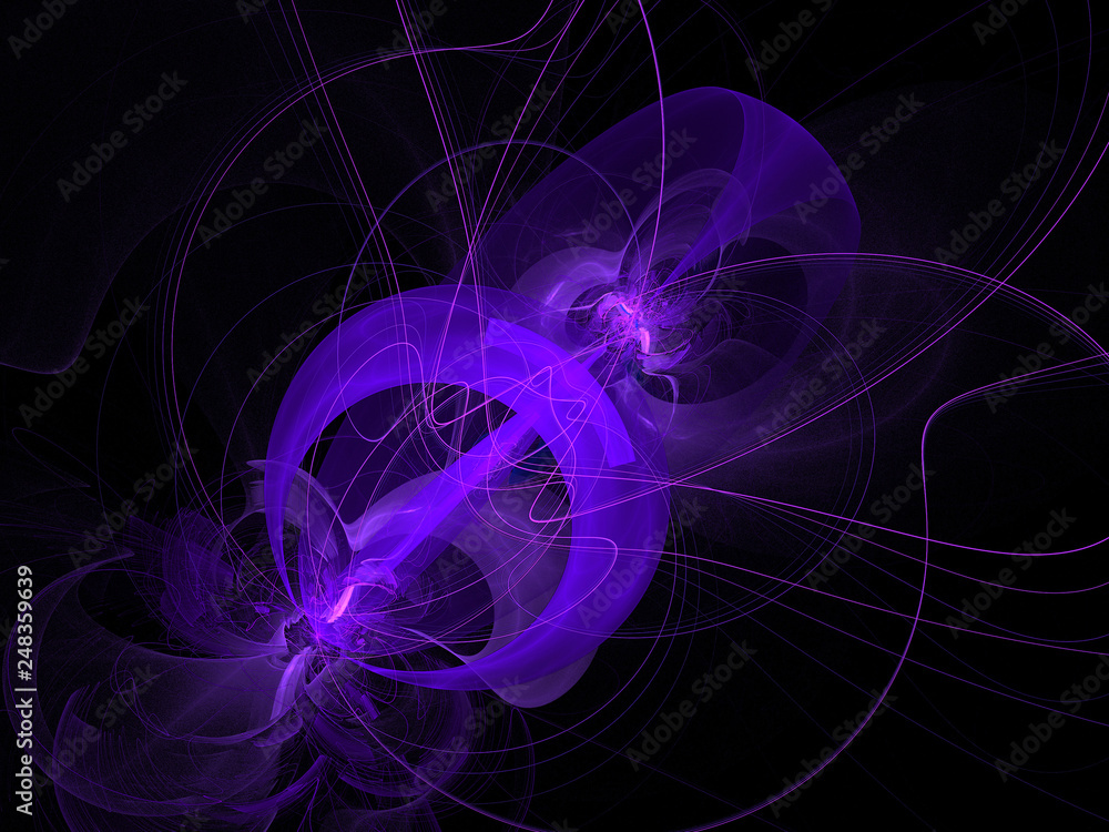 3D Illustration - Holographic Purple Colored Organic Shapes ...