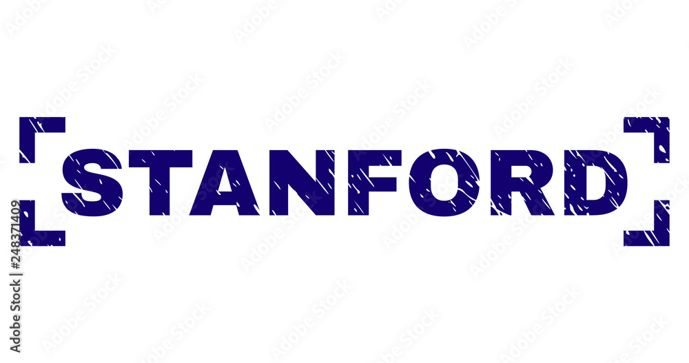 STANFORD text seal print with corroded effect. Text label is placed ...