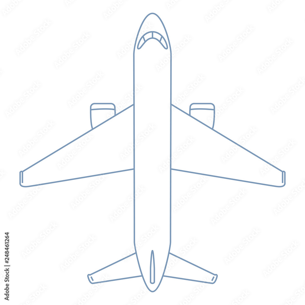 Vector Outline Plane Illustration. Top View Airplane Stock Vector ...