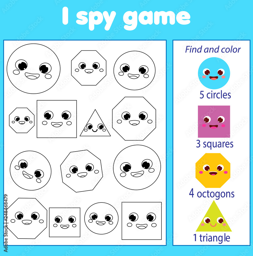 I spy game for toddlers. Find and count objects. Educational activity ...