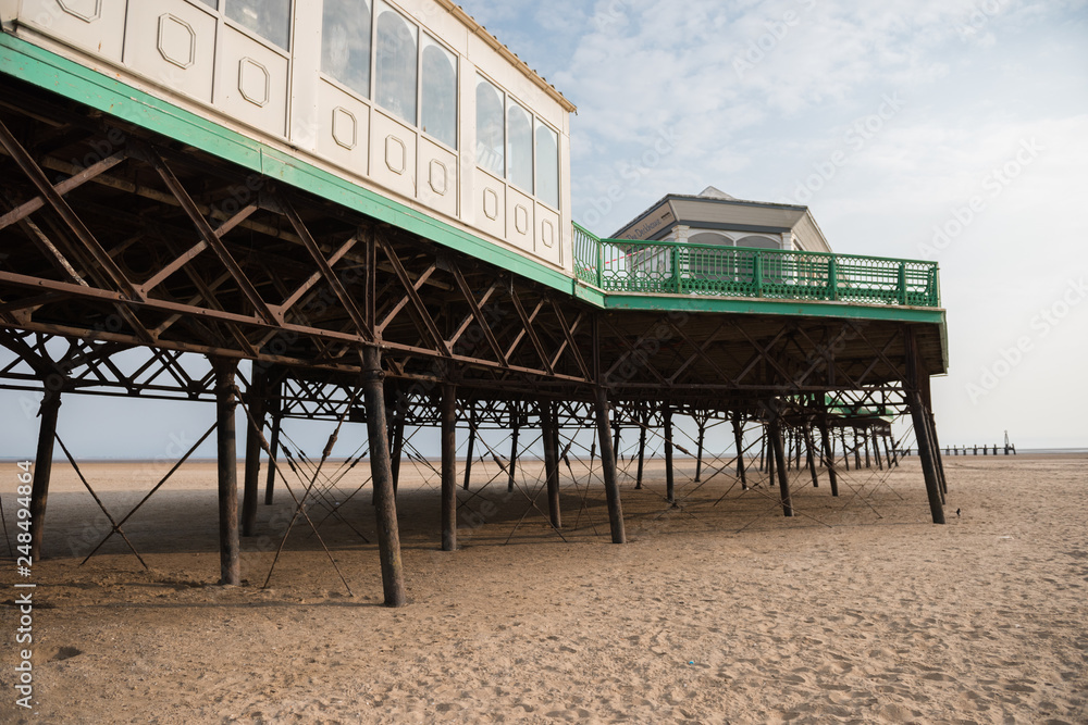 A beautiful old vintage steel iron victorian seaside pier structure ...
