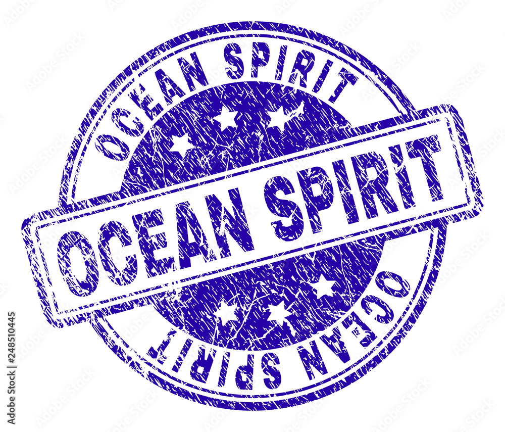 OCEAN SPIRIT stamp seal watermark with grunge texture. Designed with ...