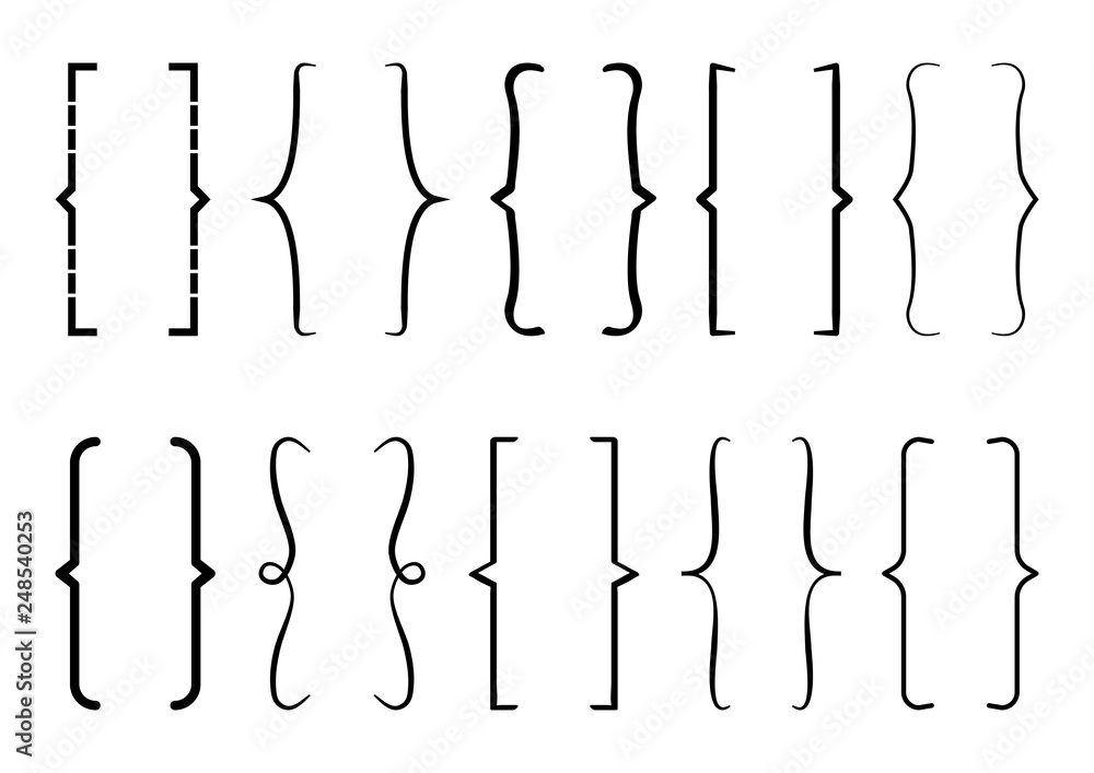Black bracket set. Vector illustration Stock Vector | Adobe Stock